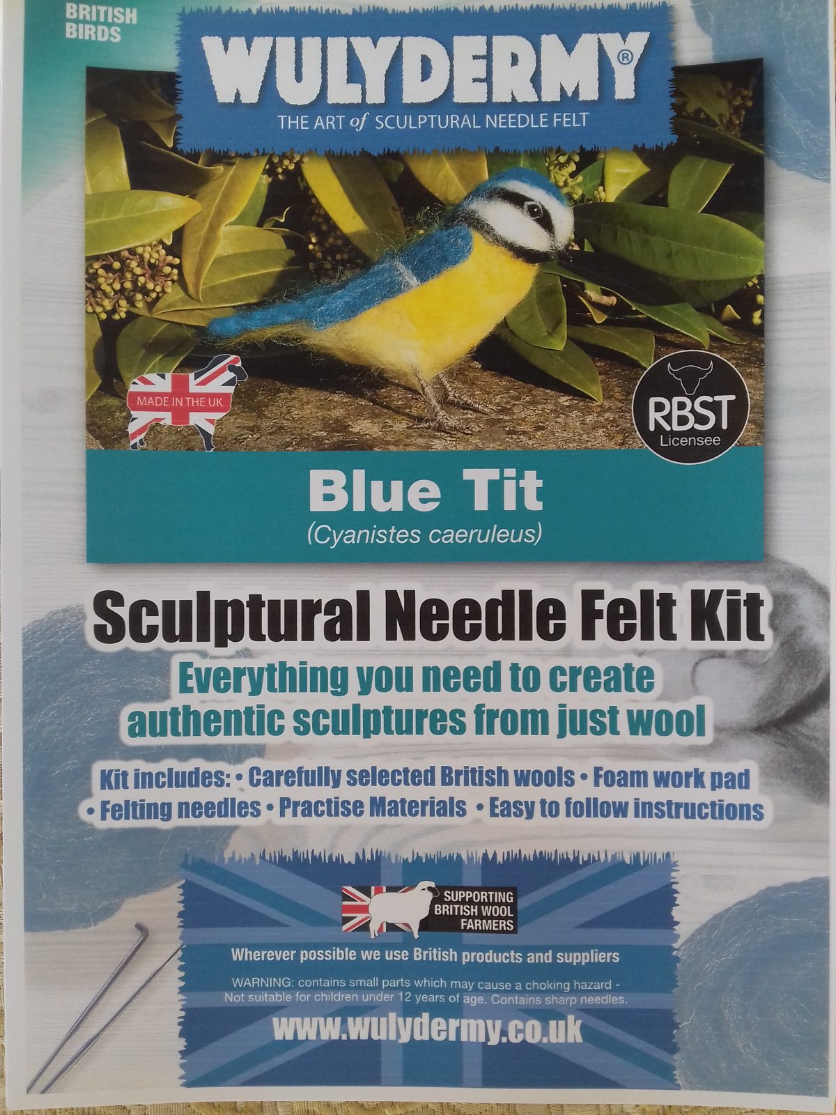 BLUE TIT Needle Felt Kit British Wool – wulydermy